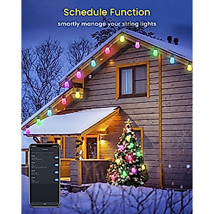 ASAHOM Smart Outdoor String Lights, 45FT Waterproof Dimmable RGB Patio Lights, 15 Shatterproof Multi-Color LED Bulbs, Voice & WiFi APP Control Lights, 30 Scene Modes, Connectable for Party Backyard