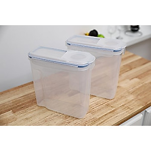 Basicwise Large BPA-Free Plastic Food Cereal Containers, Airtight Spout Lid Set of 2