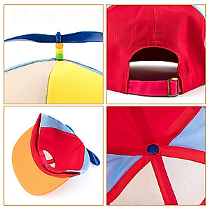 Framendino, Orange Flat Brim Adult Rainbow Propeller Hat Helicopter Top Hats Detachable Baseball Cap