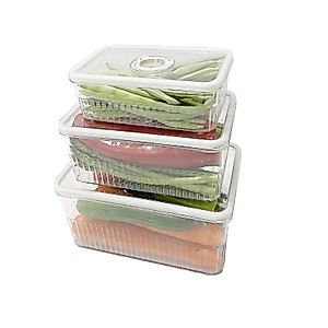 halteoly Fruit Storage Containers for Fridge,3 Pc Stackable Food Vegetables Saver for Refrigerator, Freezer organizers and Fresh Keeper Bin,Produce Saver box