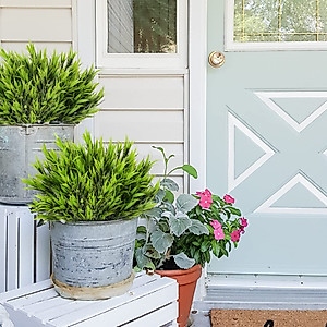 HUAESIN 8 Bundles Artificial Outdoor Plants Fake Fern Plant Fake Wheat Grass Greenery Shrubs for Outdoors Patio Porch Window Box Home Garden Plants Decor