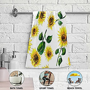 senya Hand Towel 2 Pack Beautiful Watercolor Sunflower Floral Towels Highly Absorbent Multipurpose for Hotel Spa Bathroom Towel