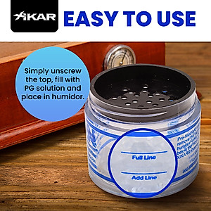 XIKAR Crystal Gel Humidifier Jar for Cigar Humidors, 2oz - Reusable Crystals for Premium Cigar Humidification - Regulates 70% Relative Humidity and Lasts up to 90 Days, Ideal for 75 Cigars