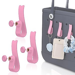 Lenink Hook Accessories Compatible with Bogg Bag, 3 Pack Insert Charm Keychain Holder for Beach Totes Bags, Hanging Keys, Water Bottles (Pink)