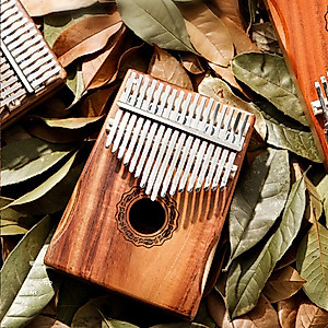 MSDance 17 Keys Kalimba Thumb Piano, Solid Koa Wood Professional Thumb Piano with Waterproof Protective Box,Kalimba stand and Study Instruction,Gift for Beginners Professional (Hand-rest Curve)