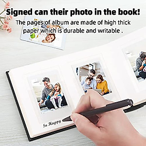64 Pockets Mini Photo Album with Writing Space, Front Window, Polaroid Photo Albums 3 Inch for Fujifilm Instax Mini 12 11 9 8 7+ 40 EVO Film, Polaroid 300, HP Sprocket, K-pop Photocards (Black)