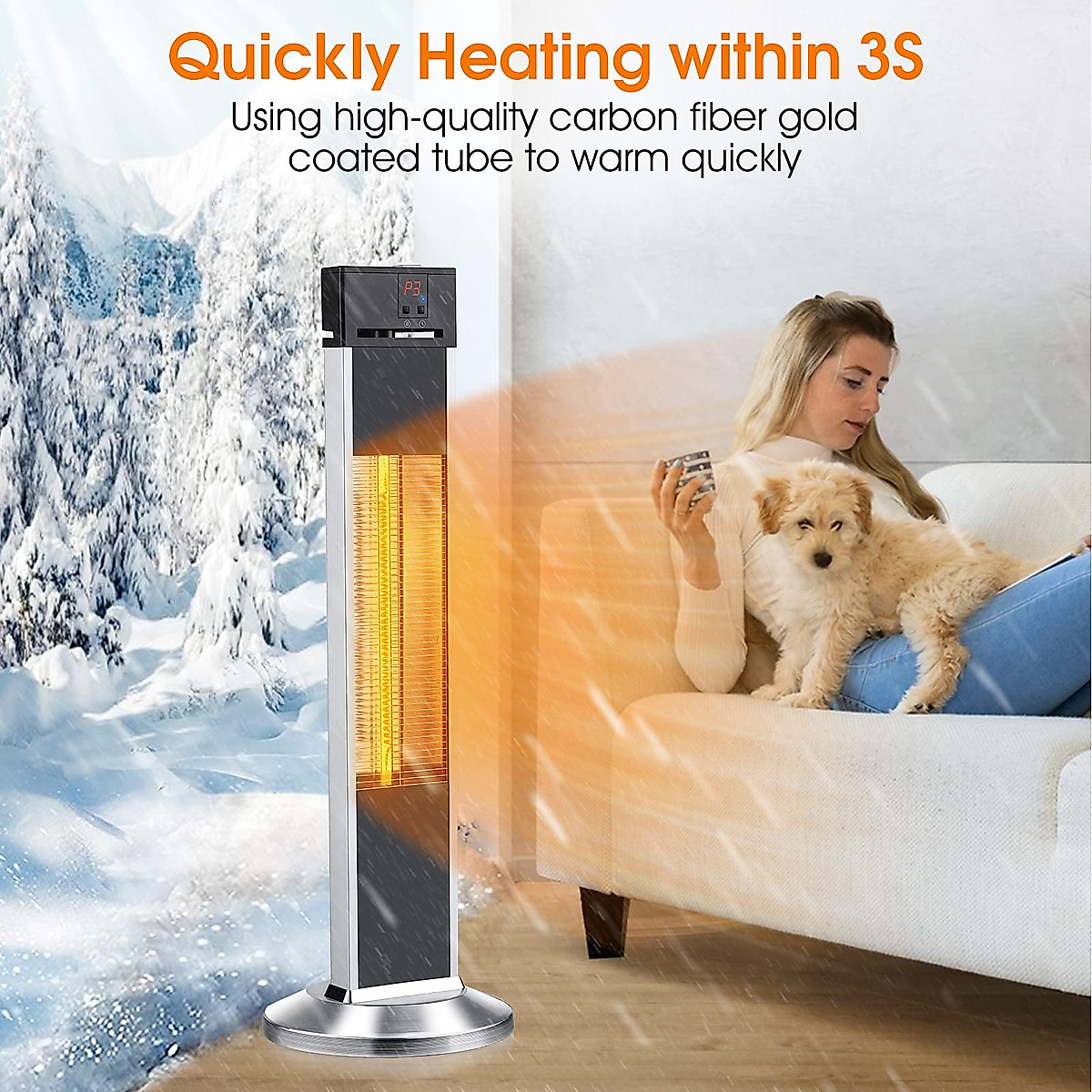 Space Heater for Indoor Use Large Room - Air Choice 1500W Room Heater with 3S Quick Heating/Safe Infrared Heater with 3 Modes/Super Quiet Portable Heater Garage, Electric Outdoor Heaters for Patio