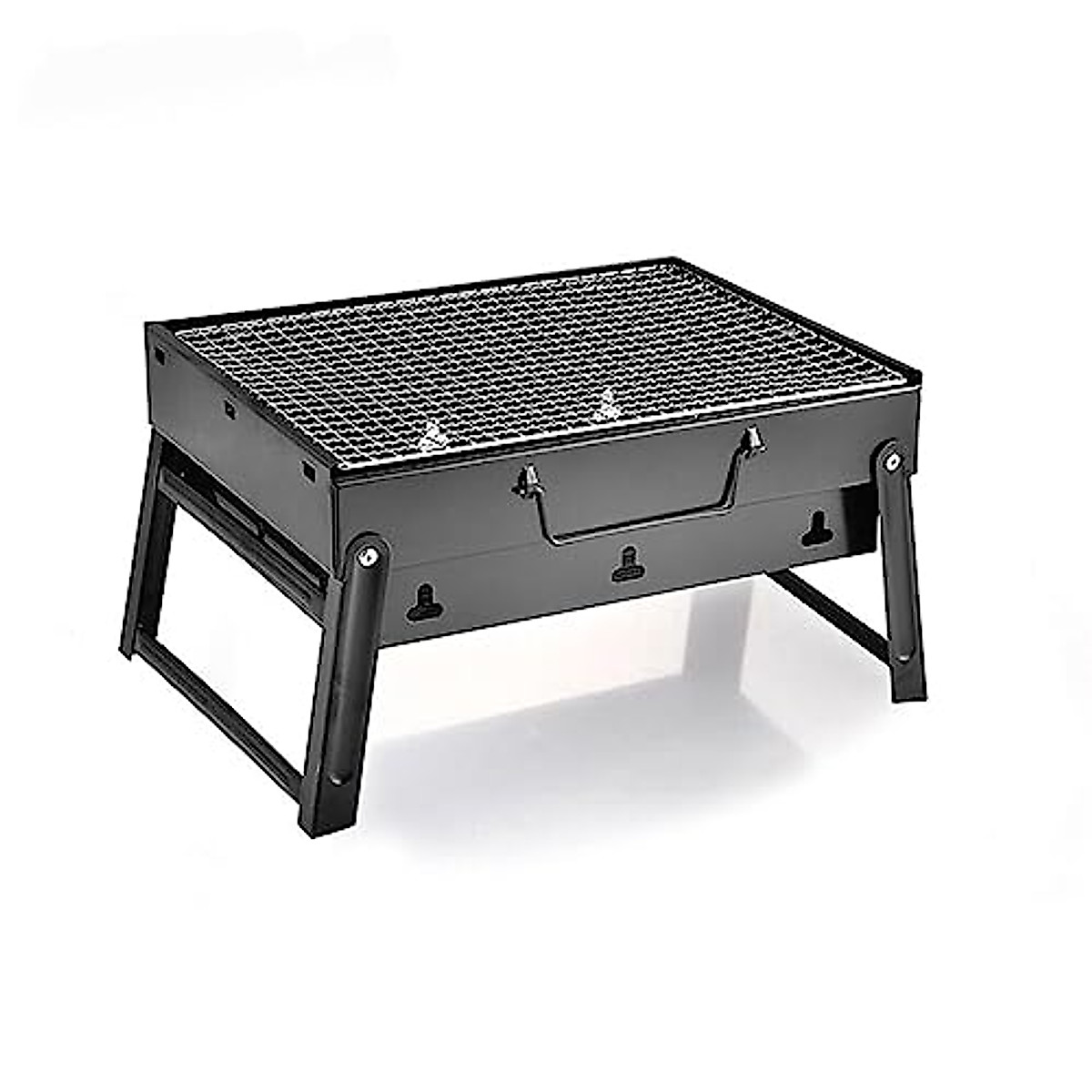 HOSEMN 2023 NEW Portable Folding Charcoal Grills, Stainless Steel Grill Table, Easy Portability For for Outdoor Cooking, Barbecue Camping, Beach BBQ, Picnic Backyard - Black (17"x11.4"x9.4"）