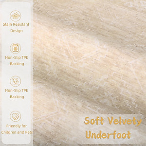 Aoyaomi Moroccan Area Rug 2x3 - Washable Distressed Entryway Rug Non-Slip Small Rug, Soft Low-Pile Geometric Farmhouse Indoor Door Mat Floor Carpet for Entrance Bedroom Kitchen Bathroom (2 x 3, Beige)