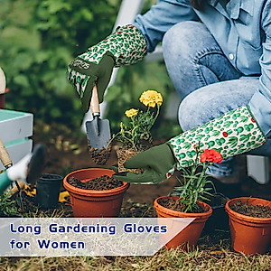 Schwer Gardening Gloves for Women,Rose Pruning Gloves with Forearm Protection,Breathable and Comfortable Thorn Proof Garden Glove with Touch Screen for Yard & Outdoor Work(Large 1 pair)