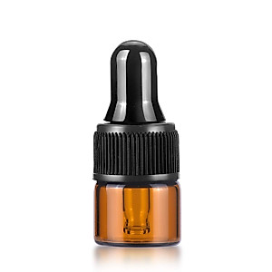 USRommaner 50 Pack,1ml Amber Glass Dropper Vial for Essential Oils,Empty Glass Eye Dropper Bottle With Black Screw Cap,Glass Liquid Pipette Travel Test Sample Perfume Vial-Transfer Pipette Included