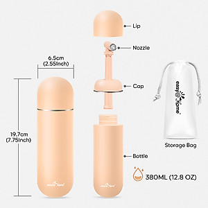 Easy@Home Portable Travel Bidet: Peri Bottle for Postpartum Care - Handheld Sprayer Kit with 380mL (12.8 oz) Large Capacity Bottle - Personal Hygiene Water Spray for Women & Men | EPB-01 Brown