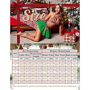 Avidlove Sexy Christmas Lingerie for Women Holiday Outfits Plaid Bra and Skirt Santa Sleepwear with Bow Tie