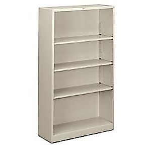 HON S60abcq Four Shelf Metal Bookcase, 34-1/2W X 12-5/8D X 59H, Light Gray