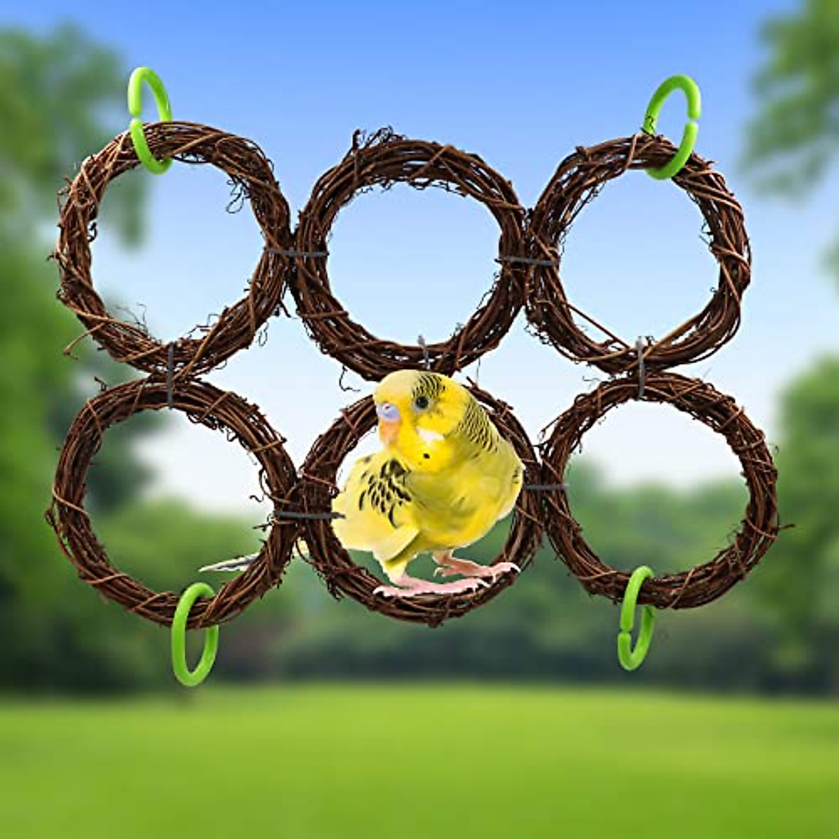 Bird Parrot Swing Toy, Natural Rattan Ring Bird Chewing Toy, DIY Bird Perch Stand, Bird Cage Accessories, Suitable for Parrot Parakeet Cockatiel Rat Hamster Sugar Glider