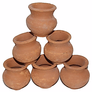 Odishabazaar Baked Kulhar Kulhad Cups Tandoori Chai Tea Cup Set of 6 (3.38 oz)
