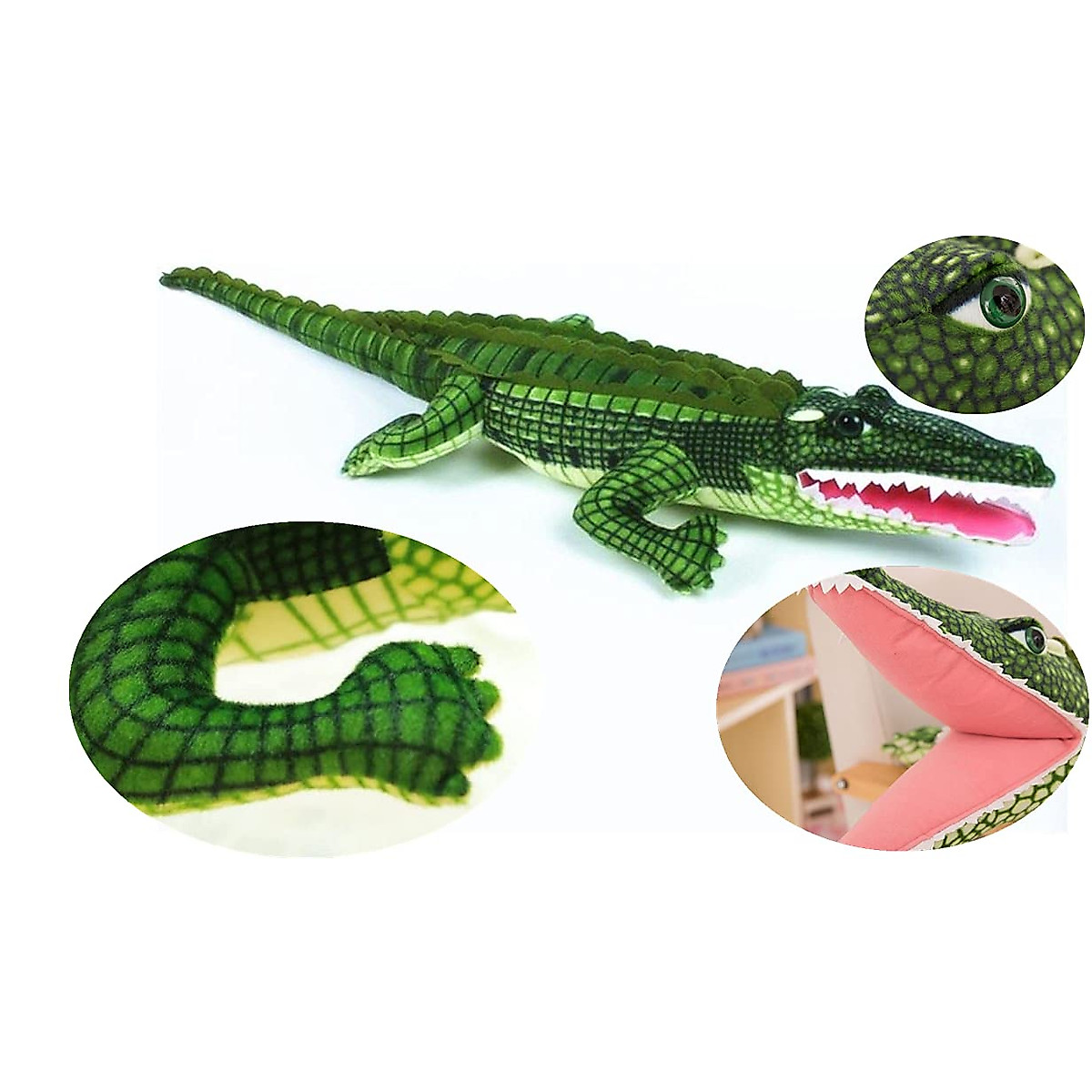 XICHEN® 39" Lifesize Green Adorable Crocodile Soft Plush Toys, Large Stuffed Animals