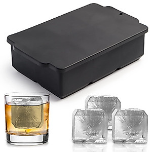 Nax Caki Large Ice Cube Molds Tray with Lid, Stackable Big Silicone Square Ice Cube Mold for Whiskey Cocktails Bourbon Soups Frozen Treats, Whiskey Gifts for Men from Daughter Wife Son Kids