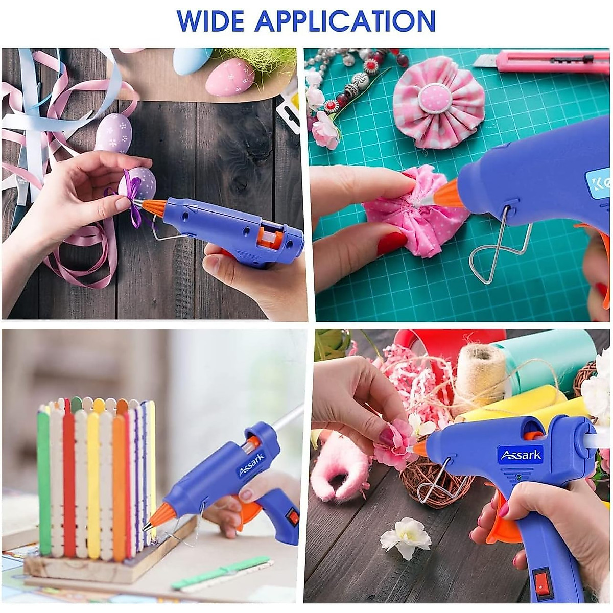 Assark Glue Gun, Mini Hot Glue Gun Kit with 30 Glue Sticks for School Crafts DIY Arts Quick Home Repairs, 20W (Blue)