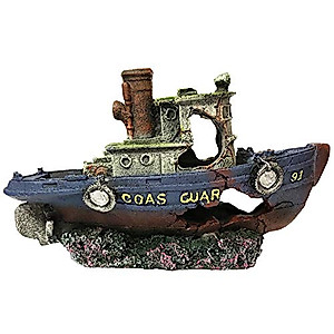 SLOCME Aquarium Large Shipwreck Decorations - Fish Tank Lifelike Ship Decor，Resin Material Large Pirate Ship Decor