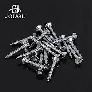JOUGU Wood Screws #14 × 2-1/4 inch Torx Star Drive Deck Screws Flat Head M6 × 60 Countersunk T30 Self Tapping Thread Cut 5LB Carbon Steel Galvanized (300PCS, Big Box)
