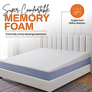 Cheer Collection Acid Reflux Bed Wedge Mattress Topper for Sleeping - Gentle Incline Mattress Elevator with Gel-Infused Memory Foam Top to Elevate Head and Upper Body - California King (72" x 84")
