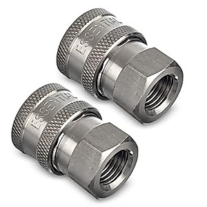 1/4 Quick Connect Fittings by ESSENTIAL WASHER - Set of 2 – 1/4 Inch Female Stainless Steel Pressure Washer Quick Connect Fittings - Quality Pressure Washer Quick Connect Kit 2-Pack