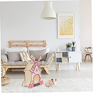 Mipcase 3pcs Hamster Windmill House Squirrel Toys Chinchilla Toys Guinea Pig cage Accessories Hamster Castle House Hamster cage Accessories Hamster Tunnel Wooden Rat Hideout Rat Supplies