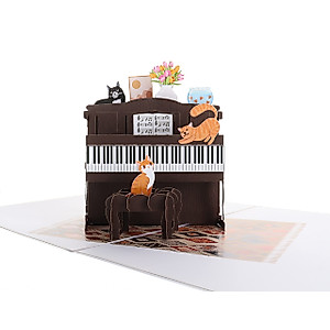 iGifts And Cards Crazy Cats With Fancy Piano 3D Pop Up Greeting Card - Cute Music Graduation Card, Awesome Cat Lovers Gift, Funny Happy Birthday Wish, Feline Party, Housewarming, Best Friendship