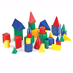 Learning Resources Mini GeoSolids, Geometry for Kids, Homeschool, Colorful Plastic Geometric Shapes, Teacher Accessories, 32 Pieces, Ages 5+