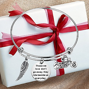 POTIY Motorcycle Memorial Gift Sympathy Jewelry Those We Love Don't Go Away Bracelet in Memory of Brother Dad Husband Gift (Bracelet)