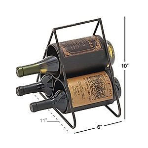 Deco 79 Metal Pyramid Wine Rack, 11" x 6" x 10", Black