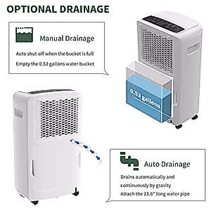 Shinco 40 Pints Dehumidifier for Home and Basements, 2000 Sq.Ft Dehumidifier with Drain Hose, Auto or Manual Drainage, Auto Defrost, Quietly Remove Moisture, Intelligent Humidity Control, 24HR Timer