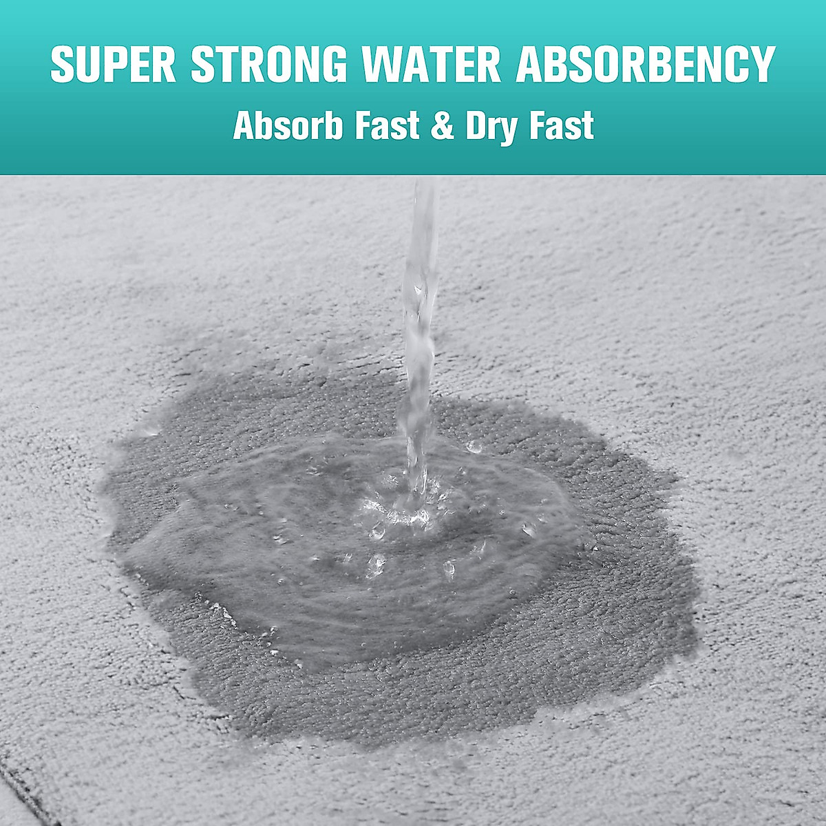 Memory Foam Bathroom Rug Velet Bath Mats Sets 3 Pieces Ultra Soft Non Slip and Absorbent Toilet Mats Set Carpet Washable, Light Grey, Square Pattern