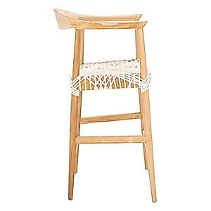 Safavieh Home Collection Bandelier Natural Teak and White Leather Counter Stool