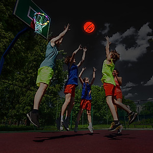 2 Pcs Light Basketball Glow in the Dark Basketball LED Basketball Hoop Lights Remote Control Basketball Rim Lights Waterproof Rim Lights 17 Colors 7 Lighting Modes for Boys Gift Age 12(Number 6)