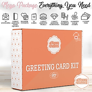 Card Making Kits For Adults And Kids- 24 Blank Greeting Cards And Envelopes With Supplies And Stamp Set- Giftable DIY Greeting Card Set- Happy Birthday Holiday Baby Shower Congratulations Thank You
