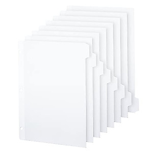3 Ring Binder Dividers with Tabs - (12 Sets) x 8 Tab Dividers for 3 Ring Binders - White - Tabs for Binders - Binder Tabs - Page Dividers for 3 Ring Binder with Tabs - Tab Dividers // Paper Plan