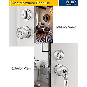 home improvement direct 3 Pack Keyed Alike Deadbolt and Door Knob Set, Satin Nickel Door Lock Combo Set with Deadbolt for Front Door