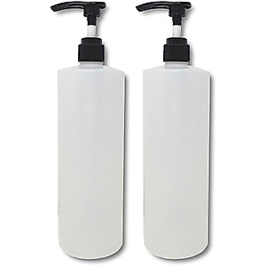 32oz (1 quart) Refillable Empty Pump Bottle Soap Dispensers for Hand Soap, Shampoo, Shower Gel, Body Wash and Lotion, BPA-Free HDPE Plastic with Heavy-Duty Shower-Guard Pump (2 Pack)