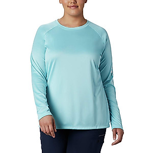 Columbia Women’s PFG Tidal Tee™ II Long Sleeve Shirt, Clear Blue/White Logo, Small