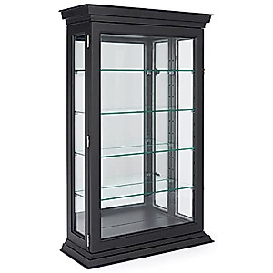 Displays2go 20" Countertop/Wall Mount Display Case, Adjustable Shelves, Locking - Black (DCC2033BK2)