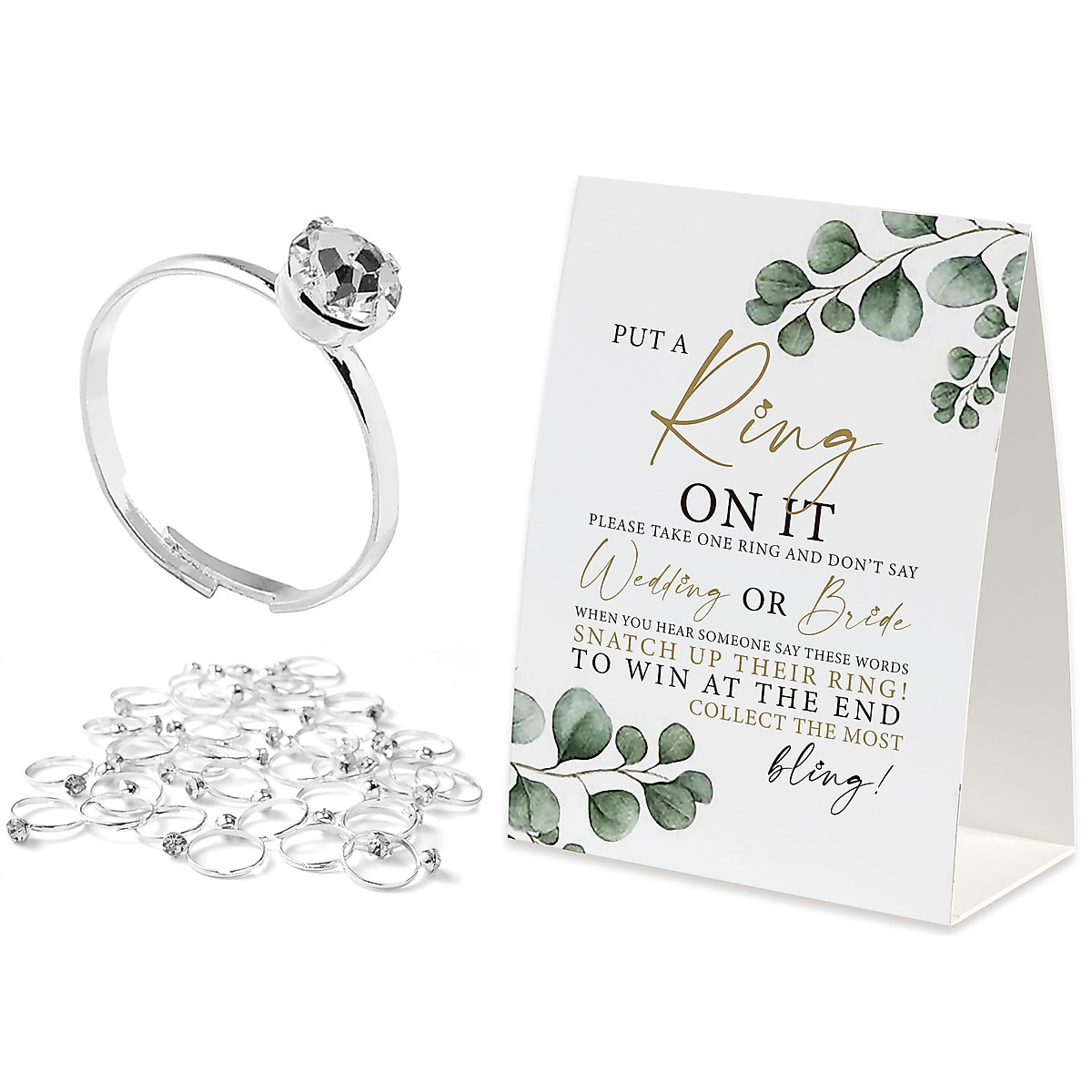 Don't Say Bridal Games, Put A Ring On It Bridal Shower Games,50 Metal rings, Bridal Shower Decorations, Bachelorette Party Games, Wedding Shower Supplies-DSB02