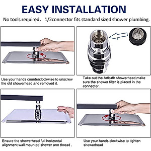 Suguword 16 Inch LED Rain Shower Head Ultra Thin Stainless Steel Rainfall High Flow Shower Head Fixed Wall Mount