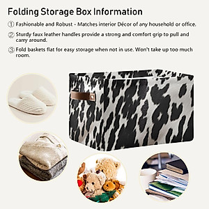 WELLDAY 1PCS Storage Basket Fuzzy Cow Texture Large Foldable Storage Bin Cube Collapsible Organizer
