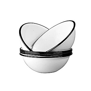 Cinsa 6-Piece 7 inch enameled steel bowl set (Speckled White) Indoor/Outdoor use, reusable, oven and fire-safe.
