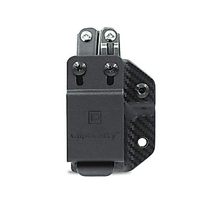 Clip & Carry Kydex Multitool Sheath for The Leatherman Wingman/Sidekick/REBAR/REV - Made in USA - EDC Multi Tool Holder Holster Cover - Carbon Fiber Black