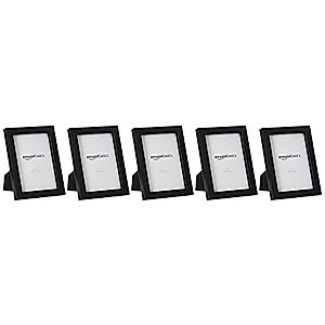 Amazon Basics Rectangular Photo Picture Frame, 5" x 7", Pack of 5, Black