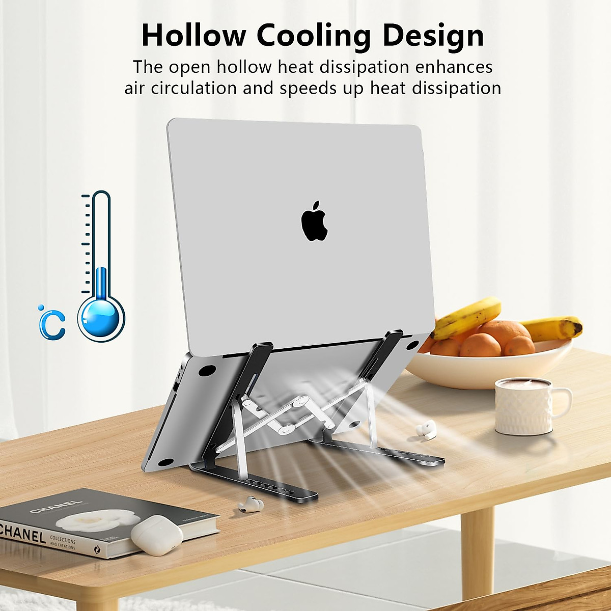 FOBELEC Laptop Stand, Adjustable Ergonomic Portable Aluminum Laptop Holder, Foldable Computer Stand 6 Angles Anti-Slip Laptop Riser Compatible with 9-16 inch Laptops