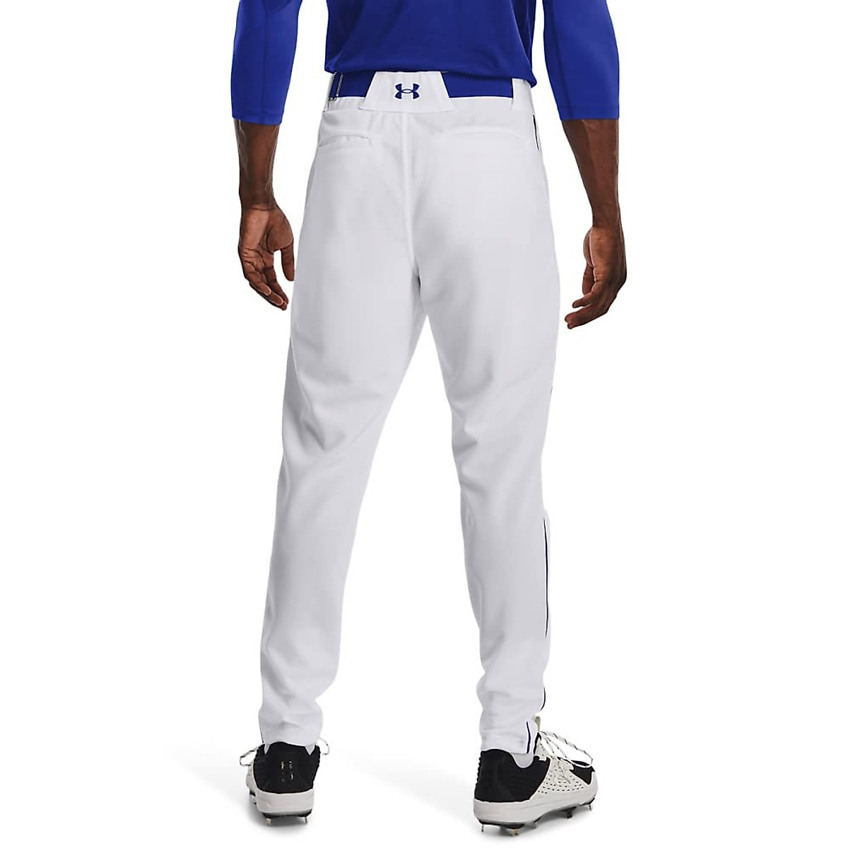 Under Armour Men's Utility Baseball Straight Leg Pant Pipe 22, (101) White/Royal/Royal, Small